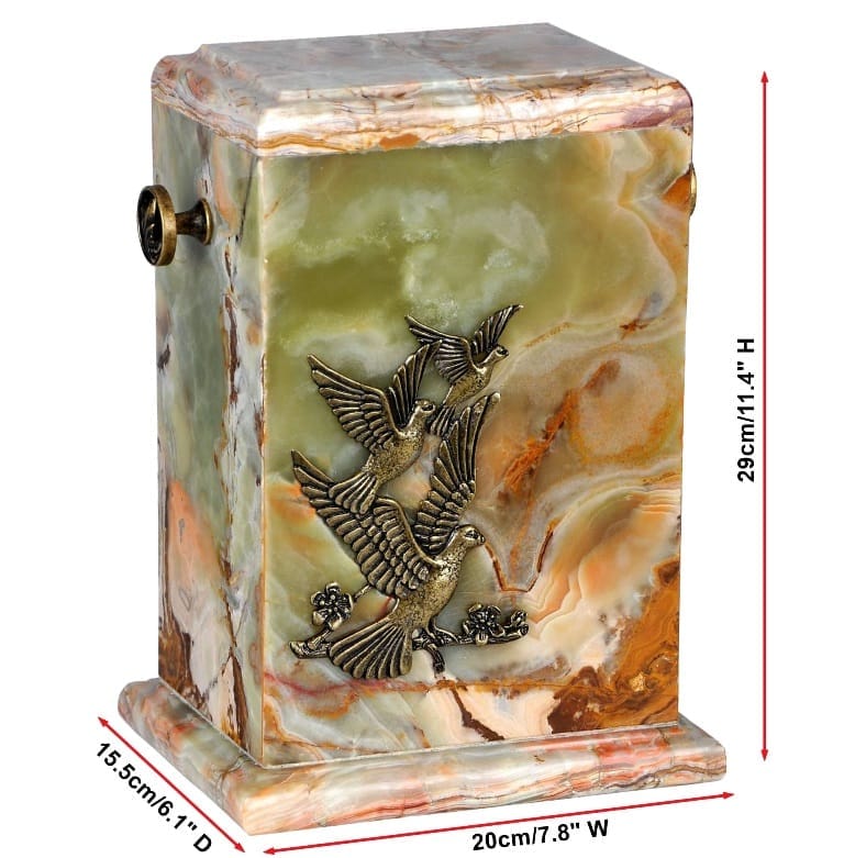Onyx adult urn for human ashes, unique design stone urn